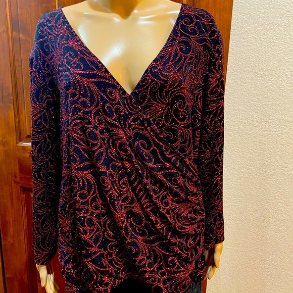 Dress Barn | Tops | Dressbarn Woman Wrap Glitter Top | Poshmark